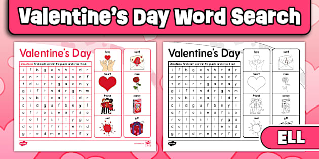 Valentine’s Day Word Search for ELL