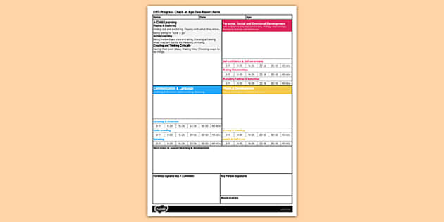 EYFS Two Year Check Template Form EYFS Two Year Check Template Form