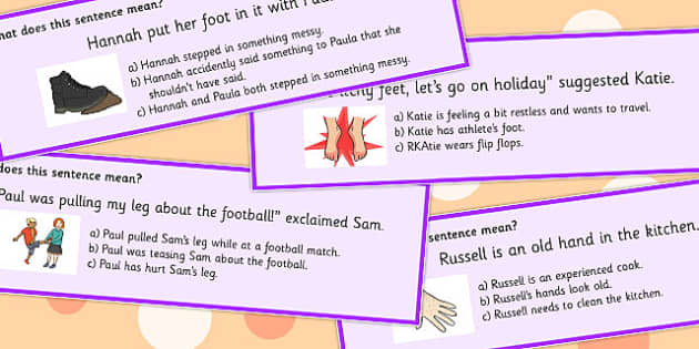 Body Idiom Sentences Multiple Choice Set 3 teacher Made 