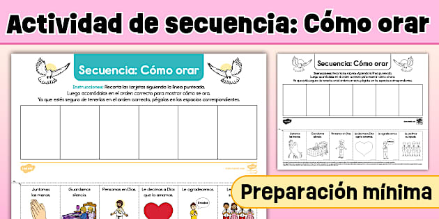 Actividad de secuencia, recortar y pegar: Cómo orar