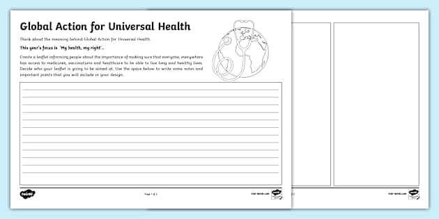 World Health Day, Design a Leaflet Worksheet / Worksheet