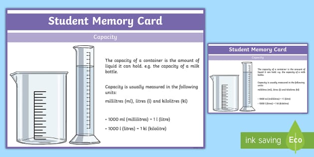 Sixth Class Capacity Fact Cards (Teacher-Made)