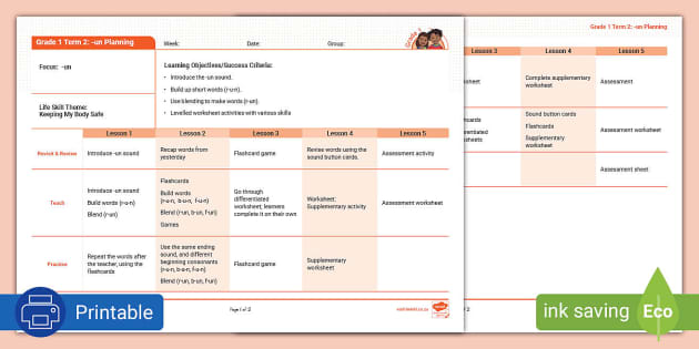 Grade 1 Phonics: Term 2: -on: Planning - Twinkl