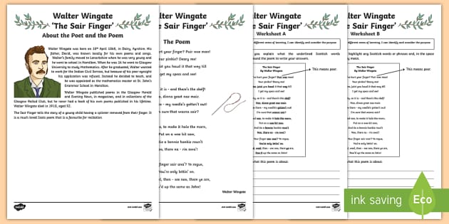 The Sair Finger by Walter Wingate Poem Activity | CfE