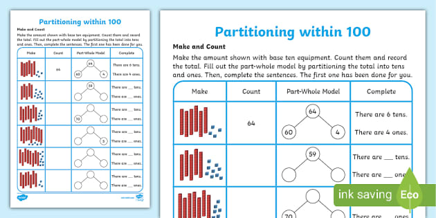 👉 Partitioning within 100 Activity Sheet - Twinkl 👉 Partitioning within 100 Activity Sheet - Twinkl