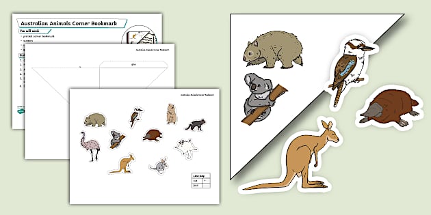 Australian Animals Corner Bookmark