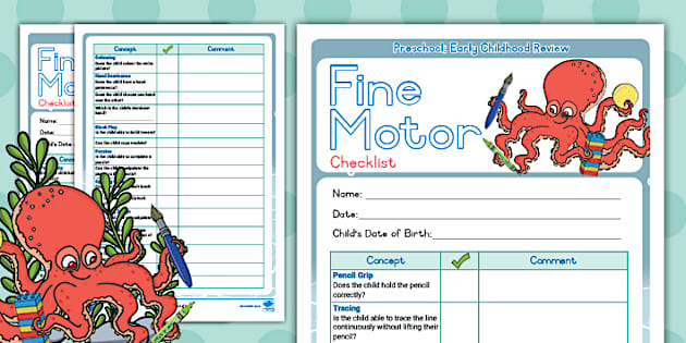 Preschool: Early Childhood Fine Motor Skills Checklist