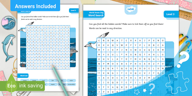 World Ocean Day Word Search - L3 - Kids - Twinkl Puzzled