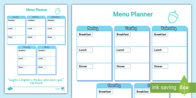 Early Years Meal Planner (teacher made) - Twinkl