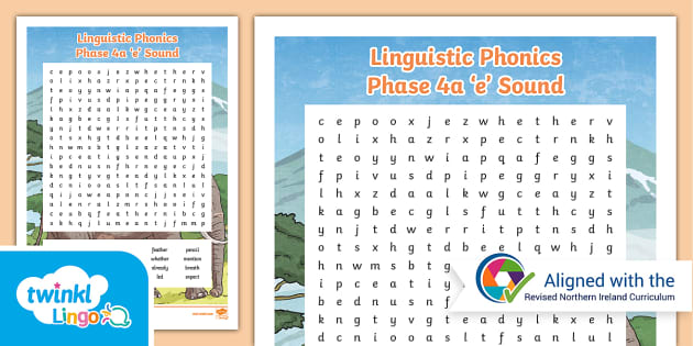 NI Linguistic Phonics Phase 4a 'e' Sound Word Search