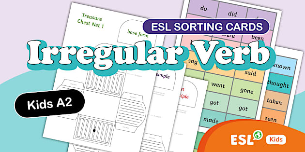 ESL Irregular Verb Sorting Cards for Kids