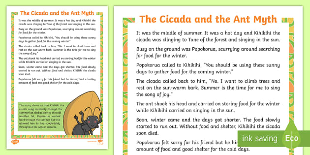 The Cicada and the Ant Myth (teacher made)