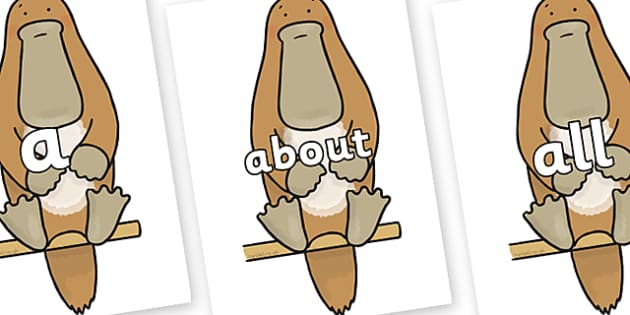 100 High Frequency Words on Platypus to Support Teaching on The Great ...