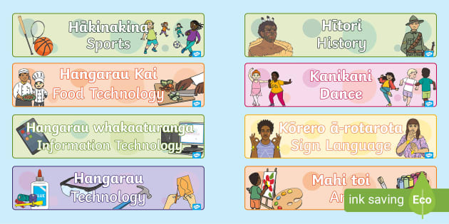 Subject and Signs Display Banner English/Te Reo Maori