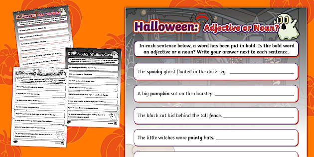 Halloween Adjective or Noun? Worksheet - Twinkl