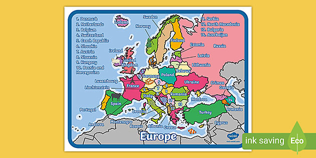 Labeled Map of Europe for Kids | Twinkl Resources USA