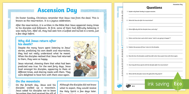Ascension Day Differentiated Reading Comprehension Activity