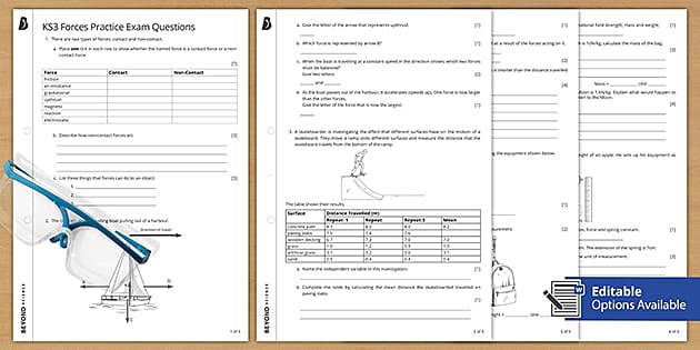 KS3 Forces Higher Practice Exam Questions - Twinkl