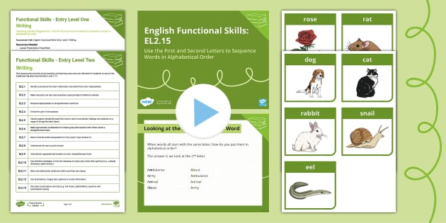 EL2.15: Use the first and second letters to sequence words