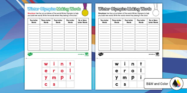 Winter Olympics Making Words Resource For Kids | Twinkl