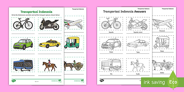 Transport Worksheet Indonesian (teacher made) - Twinkl