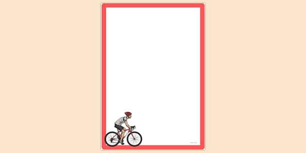 Simple Blank Cyclist Page Border | Page Borders | Twinkl