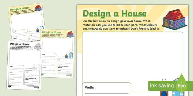 * NEW * Design a House Worksheet (teacher made) - Twinkl
