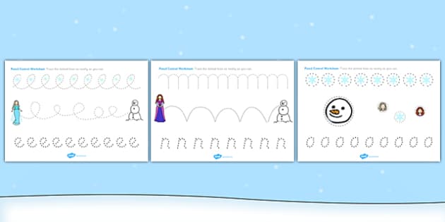 Winter Fairytale Pencil Control Worksheets - Twinkl