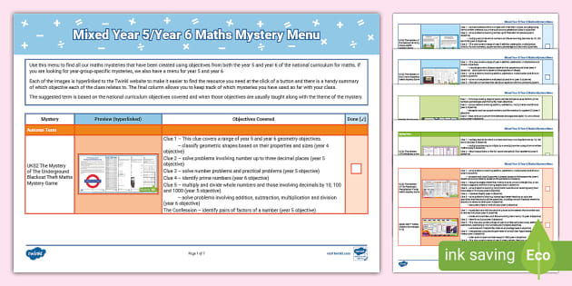 👉 Mixed Year 5/Year 6 Maths Mystery Menu - Twinkl