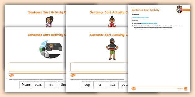 Sentence Sort Activity Cards (teacher made) - Twinkl