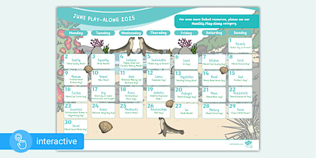 June Play-Along Calendar (2025) (teacher made) - Twinkl