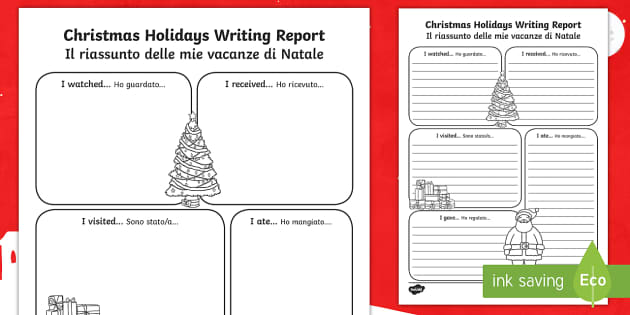Christmas Holiday Report Writing Frame English Italian