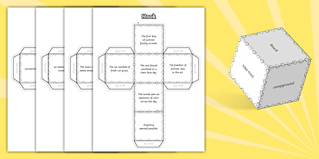 Summer Story Creative Writing Dice for 6th-8th Grade