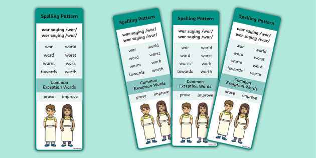 Level 6 Week 23 Spelling Bookmarks - ‘war’ and ‘wor’