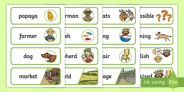 KS1 The Papaya That Spoke Word Cards (teacher made) - Twinkl