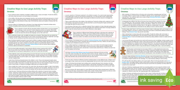 EYFS Ages 0-5 Large Activity Trays Planning Pack: Christmas