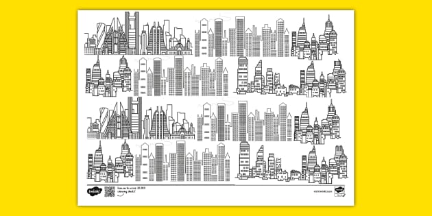 City Doodle Colouring Page (teacher made) - Twinkl