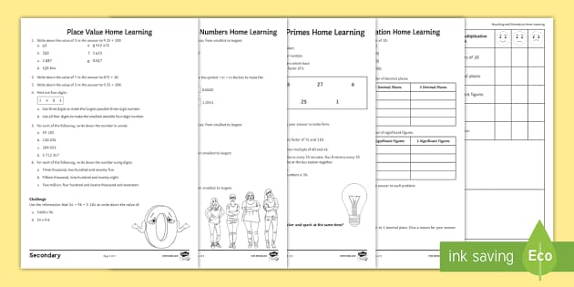 Number and Place Value: Homework Activity Pack | Beyond