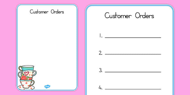 Tea Shop Role Play Order Forms (teacher made) - Twinkl