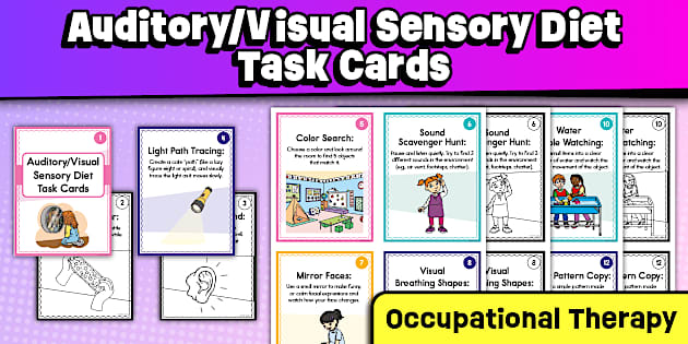 Sensory Diet Task Cards: Auditory/Visual Activities for OT