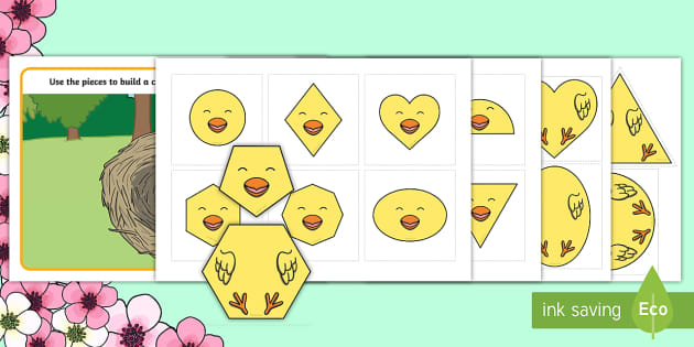 Build a Spring Chick 2D Shape Activity (teacher made)