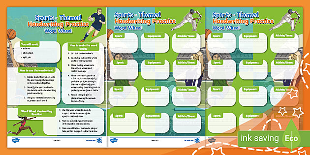 Sports-Themed Handwriting Practice Word Wheel - Twinkl