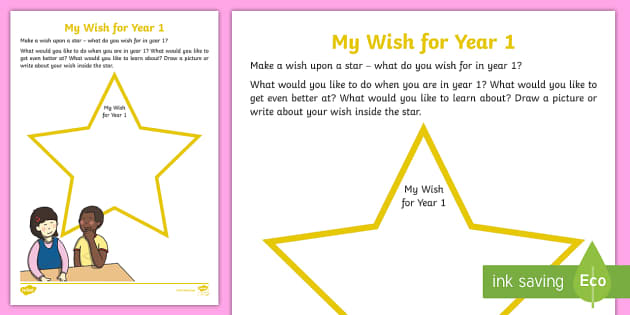 Wish upon a Star - My Wish for Year 1 Worksheet - Twinkl