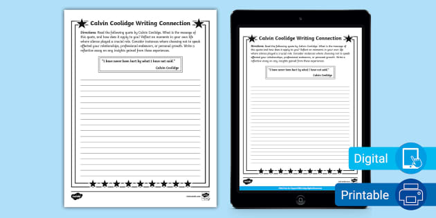 Eighth Grade Calvin Coolidge Writing Connection - Twinkl