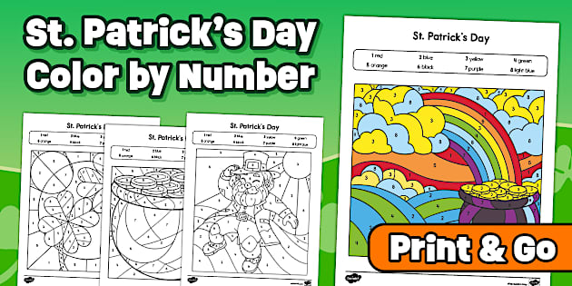 St. Patrick's Day Color by Number Worksheets