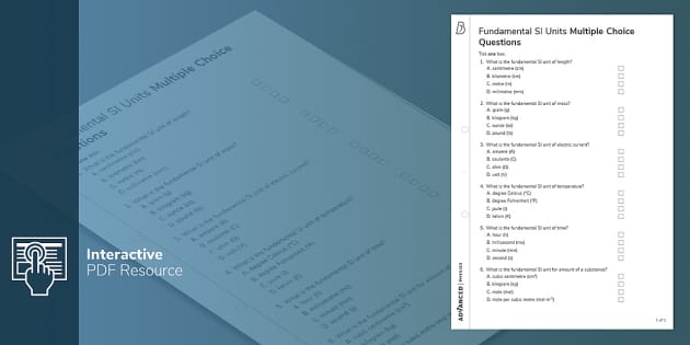 A Level Physics: SI Units Multiple Choice Questions - Twinkl