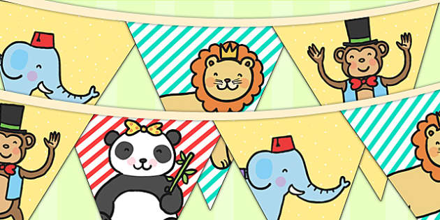 Animal Party Pictures Bunting, animal bunting (teacher made)