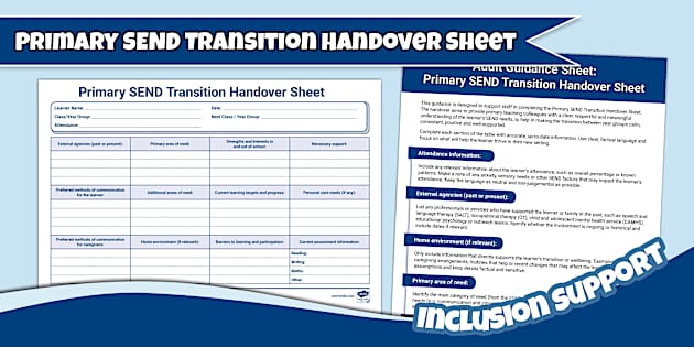 Primary SEND Transition Handover Sheet