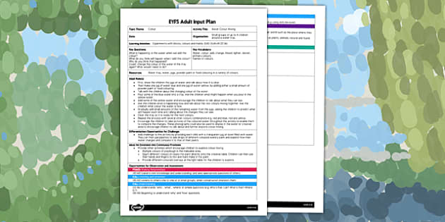 EYFS Water Colour Mixing Adult Input Plan - Twinkl