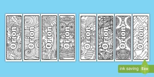 Orion Mindfulness Name Colouring Bookmarks